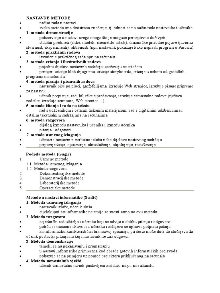 Nastavne Metode I Nacela | PDF