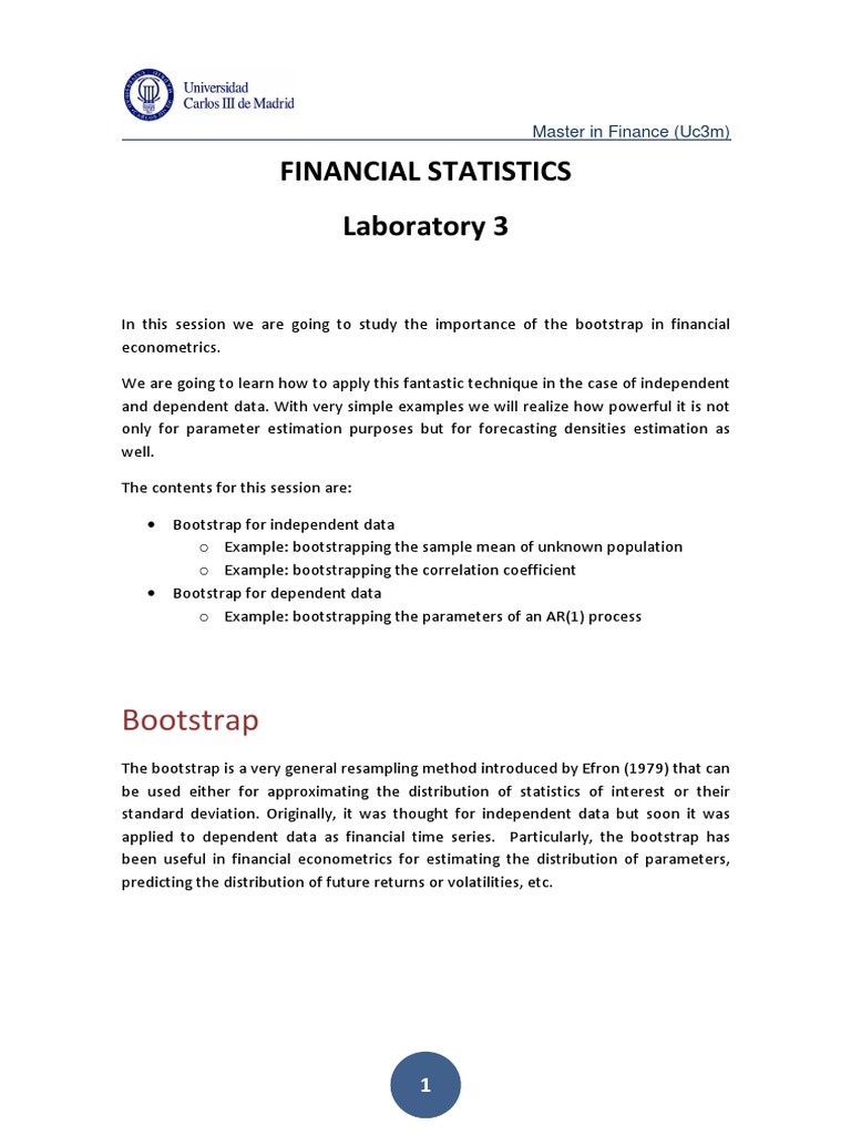 Financial Statistics Laboratory 3: Bootstrap | PDF | Bootstrapping (Statistics) | Ordinary Least ...