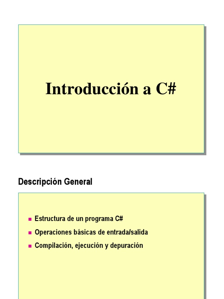 Introduccion A C# | PDF | C Sharp (lenguaje de programación) | Programa ...