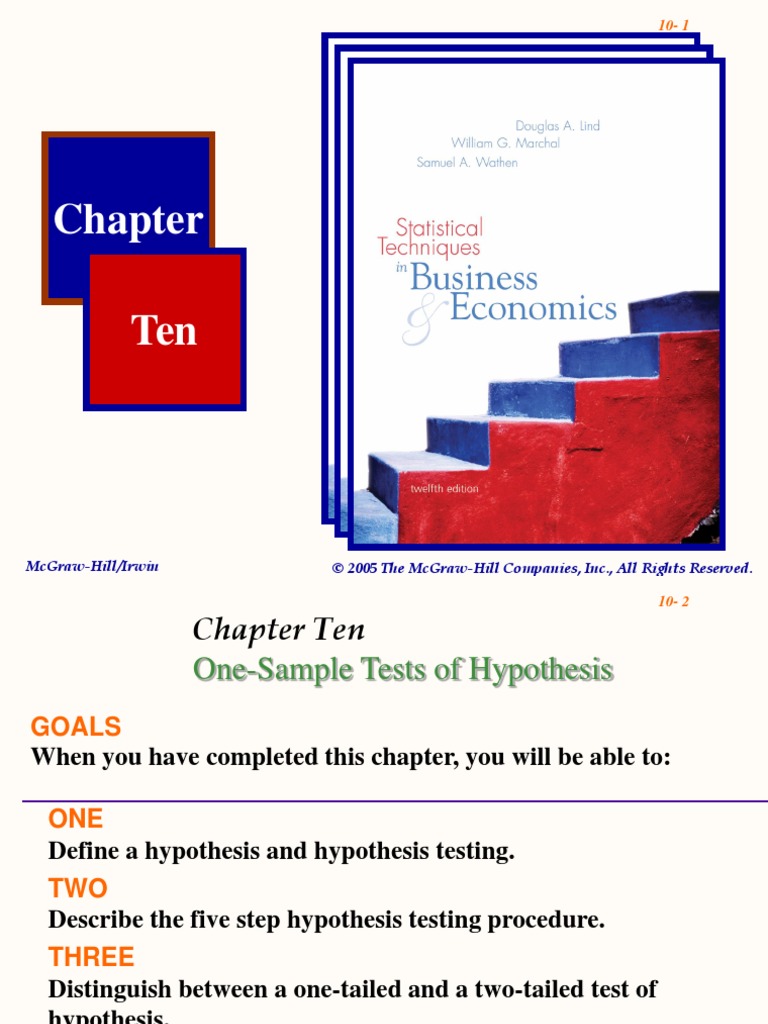 Chapter 10 One-Sample Tests of Hypothesis | PDF | P Value | Statistical ...