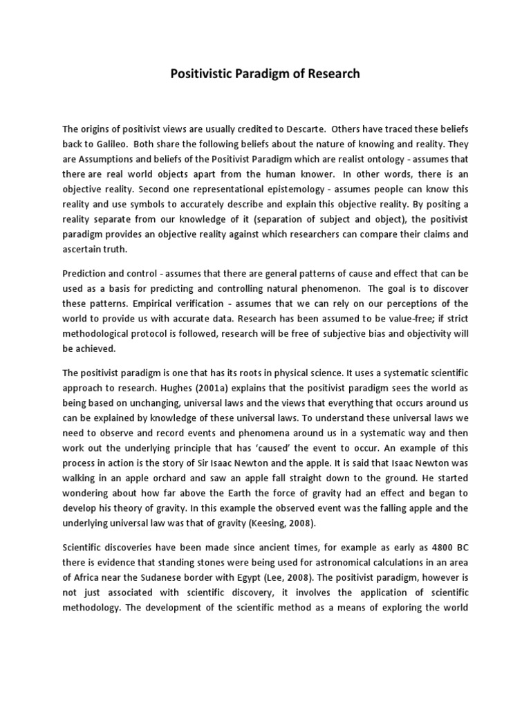 Understanding the Positivist Paradigm | PDF | Positivism | Science