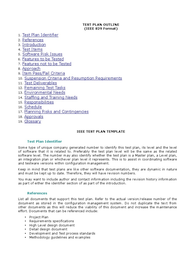 Test Case Specification Template Ieee 829 1998 45 Off