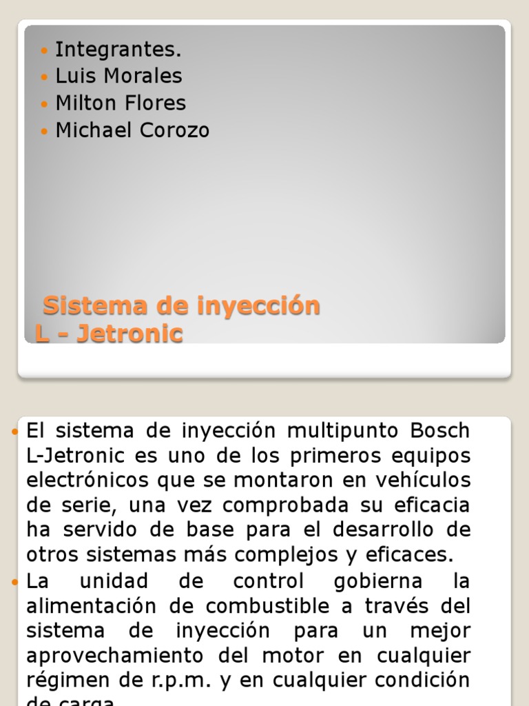 Sistema de Inyección L, LH, LE - Jetronic | PDF | Motor de combustión ...