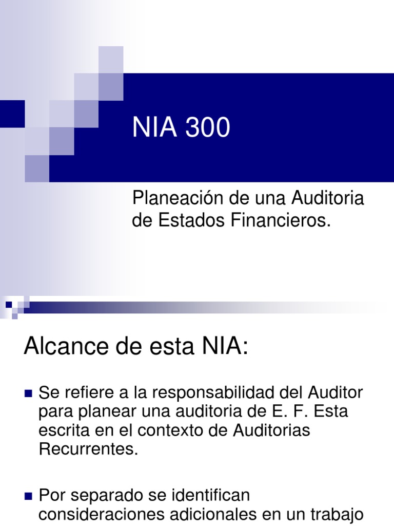Presentacion Auditoria, Nia 300. | PDF | Auditoría financiera | Planificación