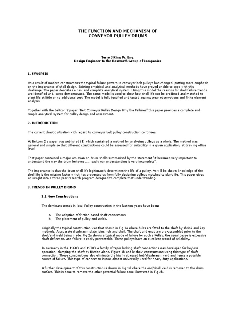 Analyzing Conveyor Pulley Drum Design | PDF | Belt (Mechanical) | Wear