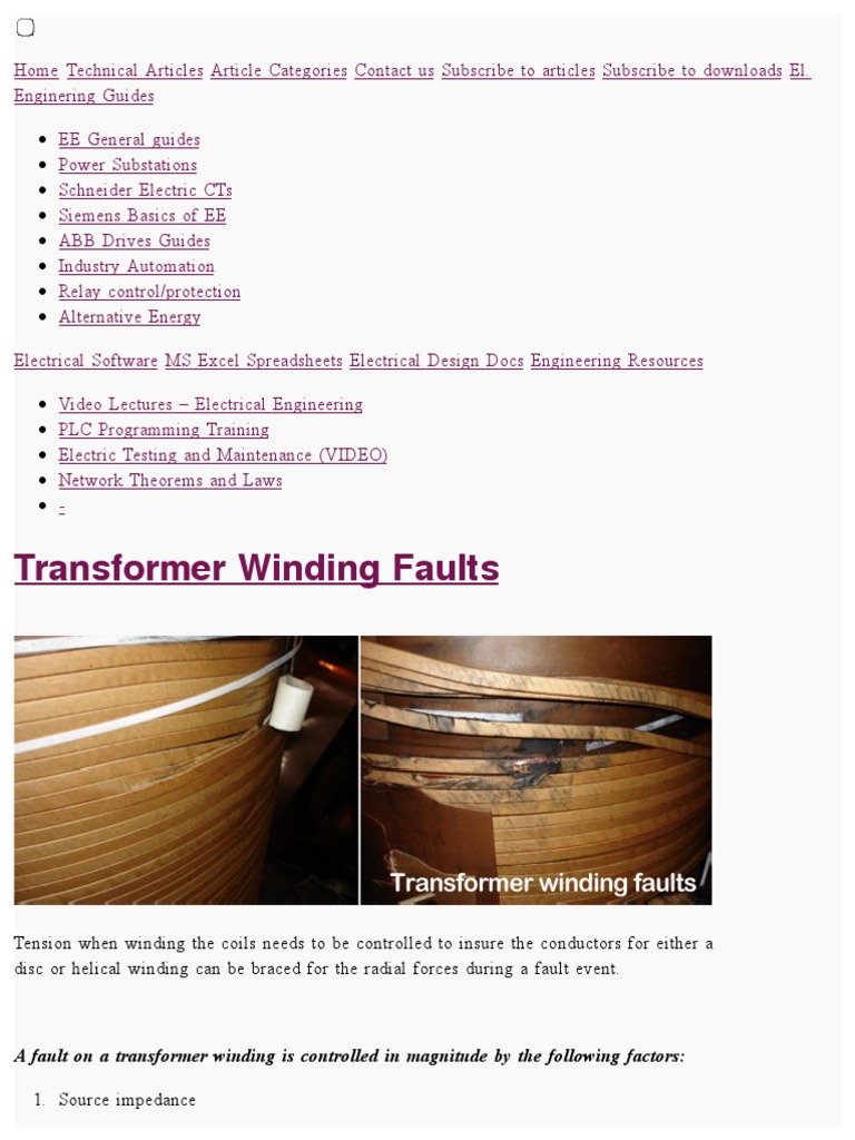 Transformer Winding Faults - EEP PDF | PDF | Transformer | Electrical Impedance