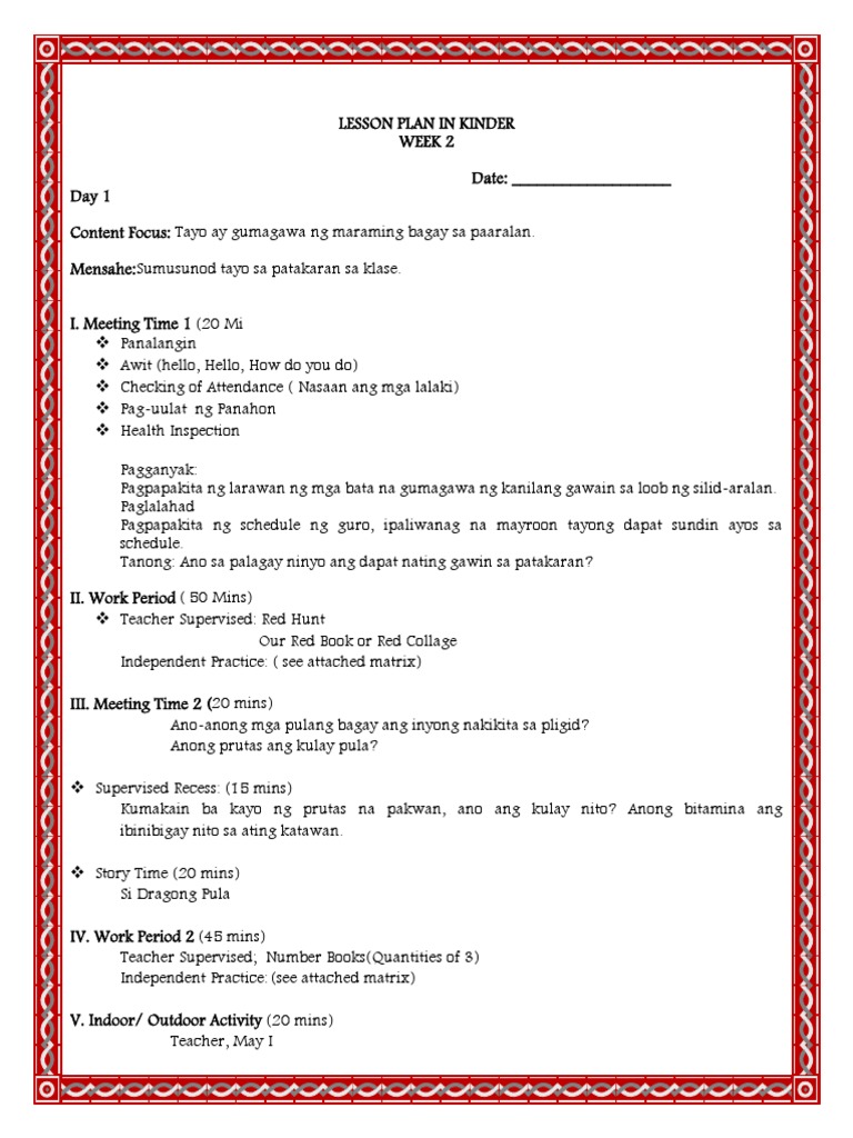 Lesson Plan in Kindergarten | PDF