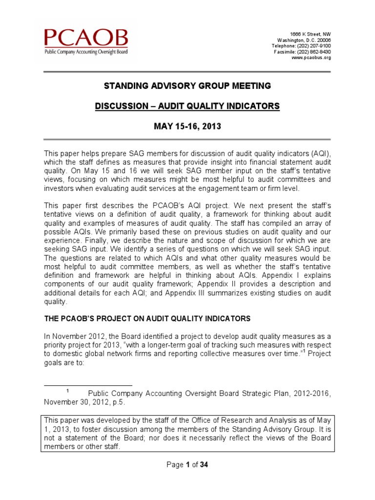 Audit Quality Indicators PDF | PDF