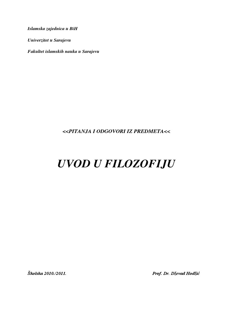 Uvod U Filozofiju | PDF