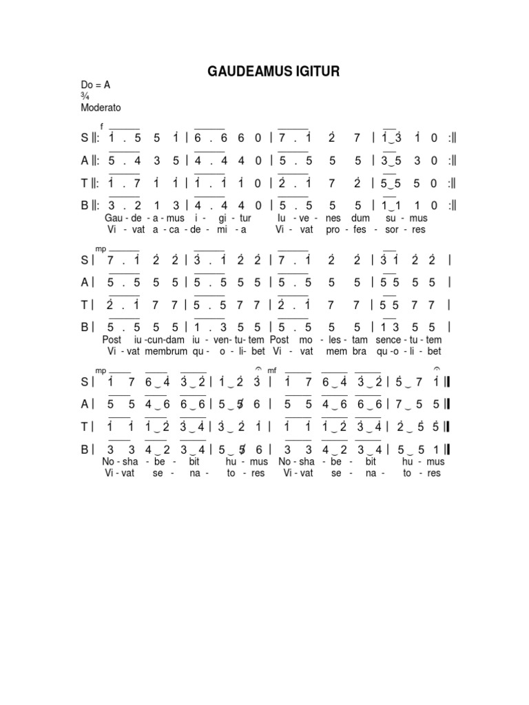 Partitur Satb - Gaudeamus Igitur