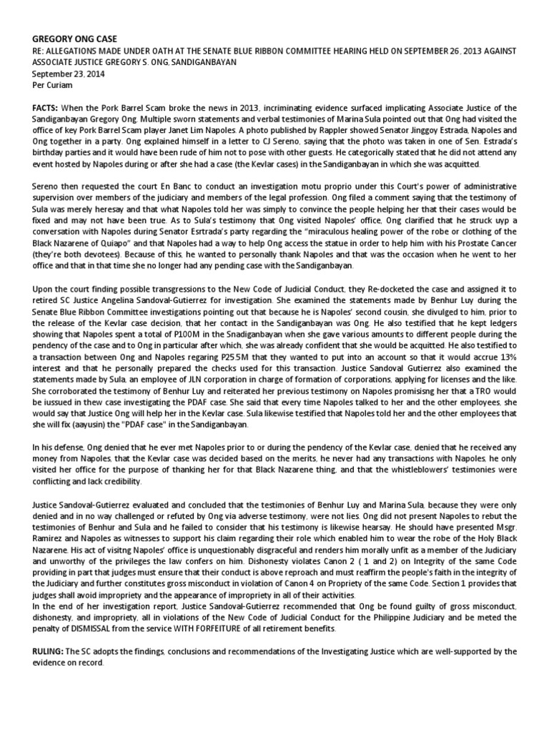 Gregory Ong Case Digest | PDF | Evidence | Witness