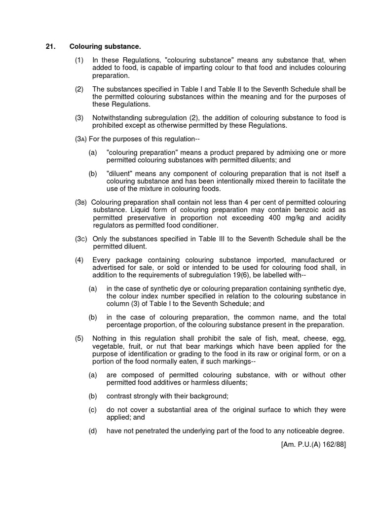Regulation 21 | PDF | Chemical Substances | Foods