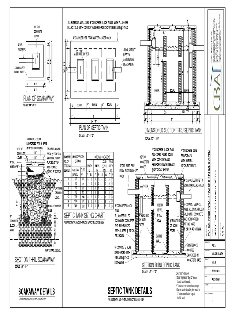 Septic Tank and Soakaway Details | PDF | Septic Tank | Concrete