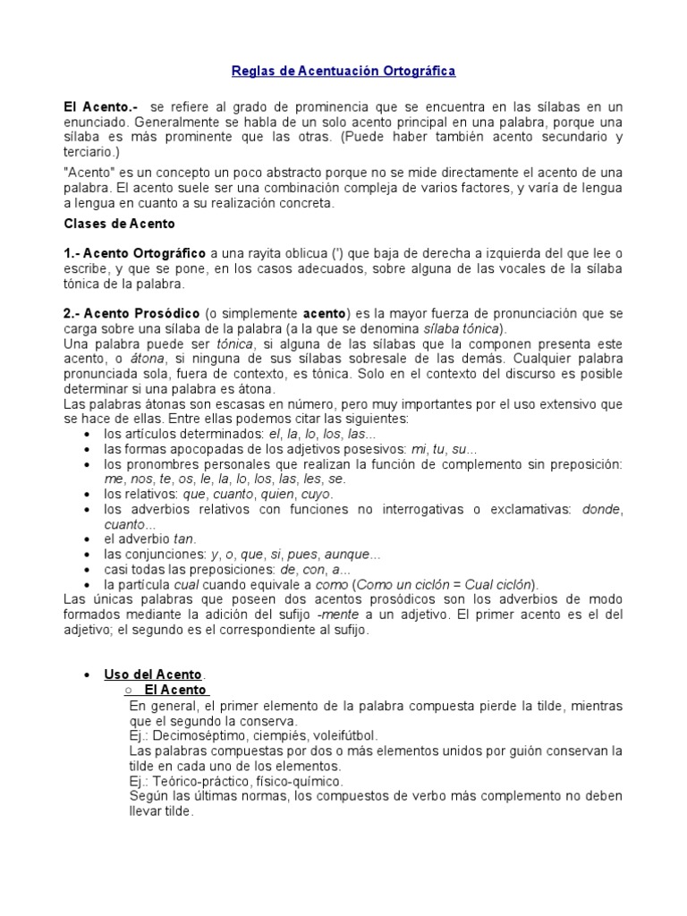 Reglas de Acentuación Ortográfica | PDF | Palabra | Morfología Lingüística