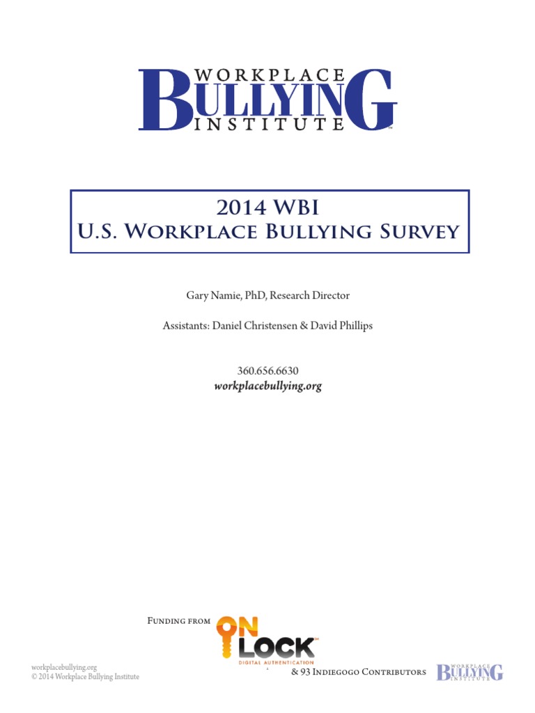 2014 WBI U.S. Workplace Bullying Survey | PDF | Workplace Bullying ...