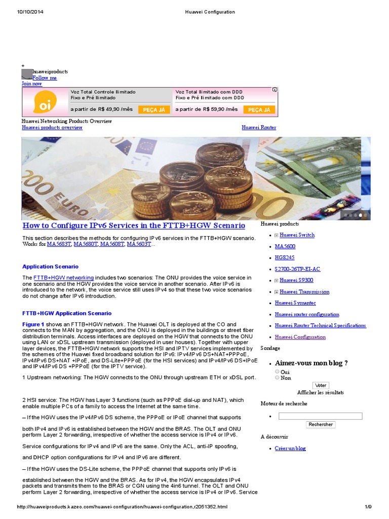 Huawei Configuration PDF | PDF | I Pv6 | Telecommunications Infrastructure