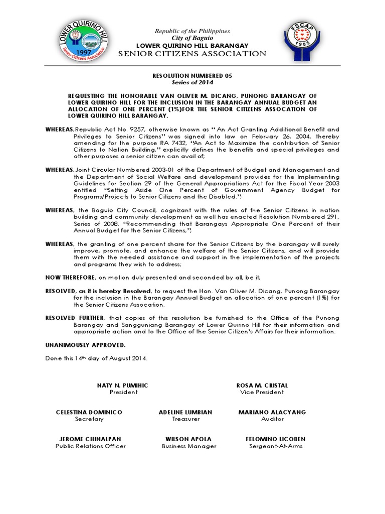 Senior Resolutions 2014 05-06 | PDF | Welfare | Government