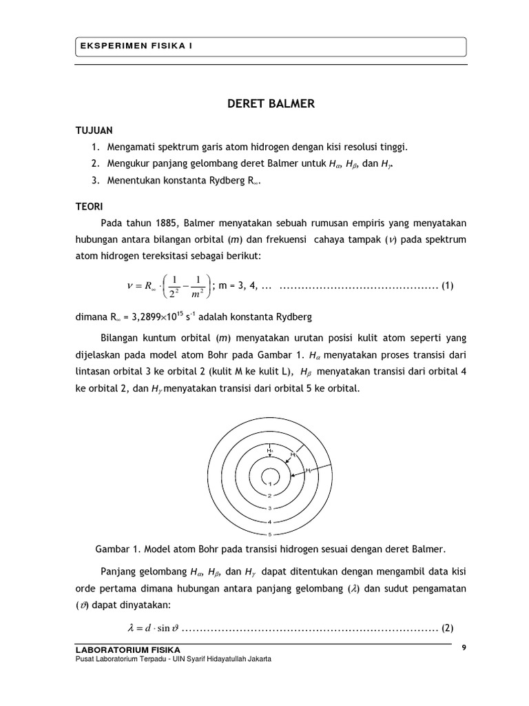 Eksperimen Deret Balmer Hidrogen | PDF