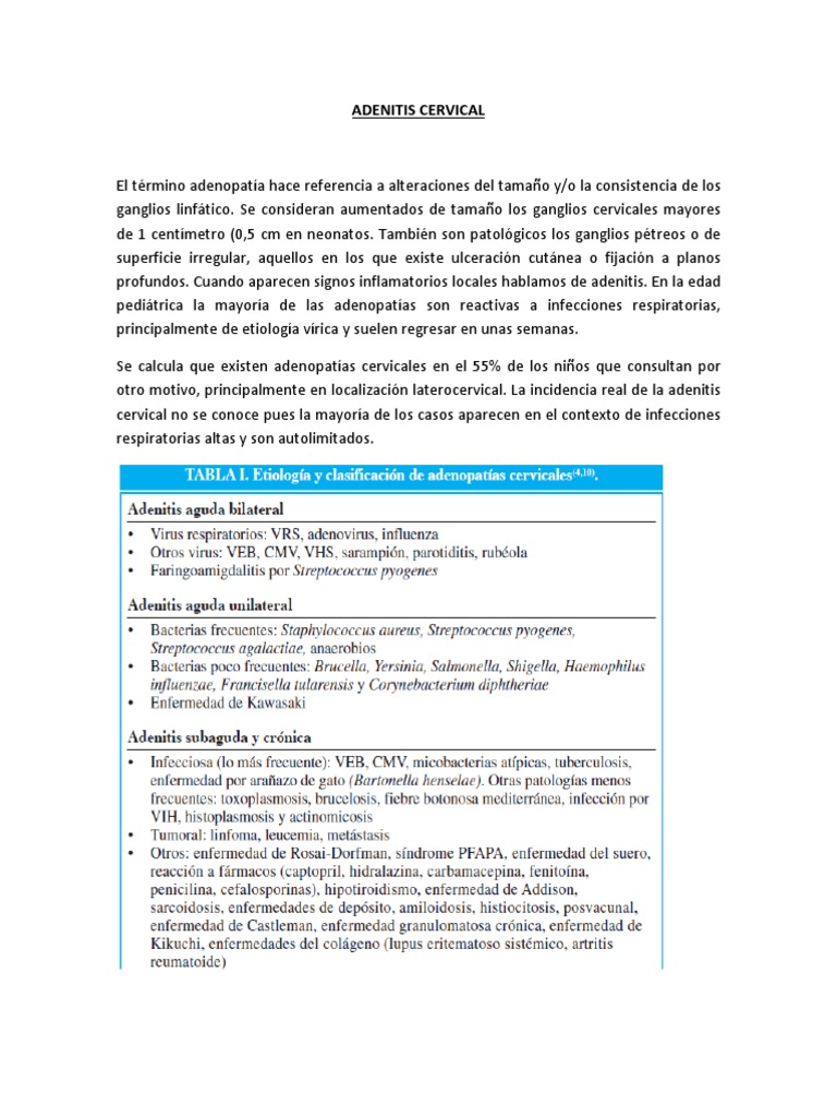 Adenitis Cervicaldocx Tuberculosis Infección
