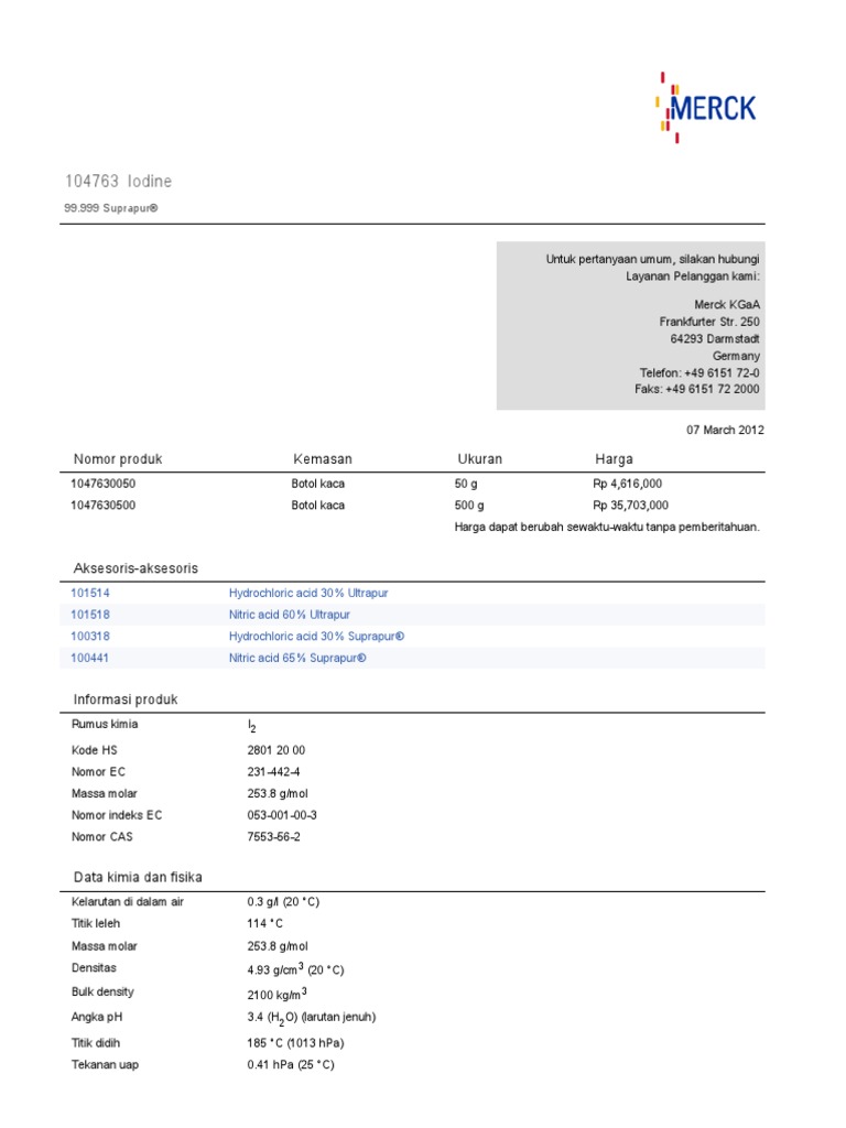 MSDS Iodium PDF | PDF