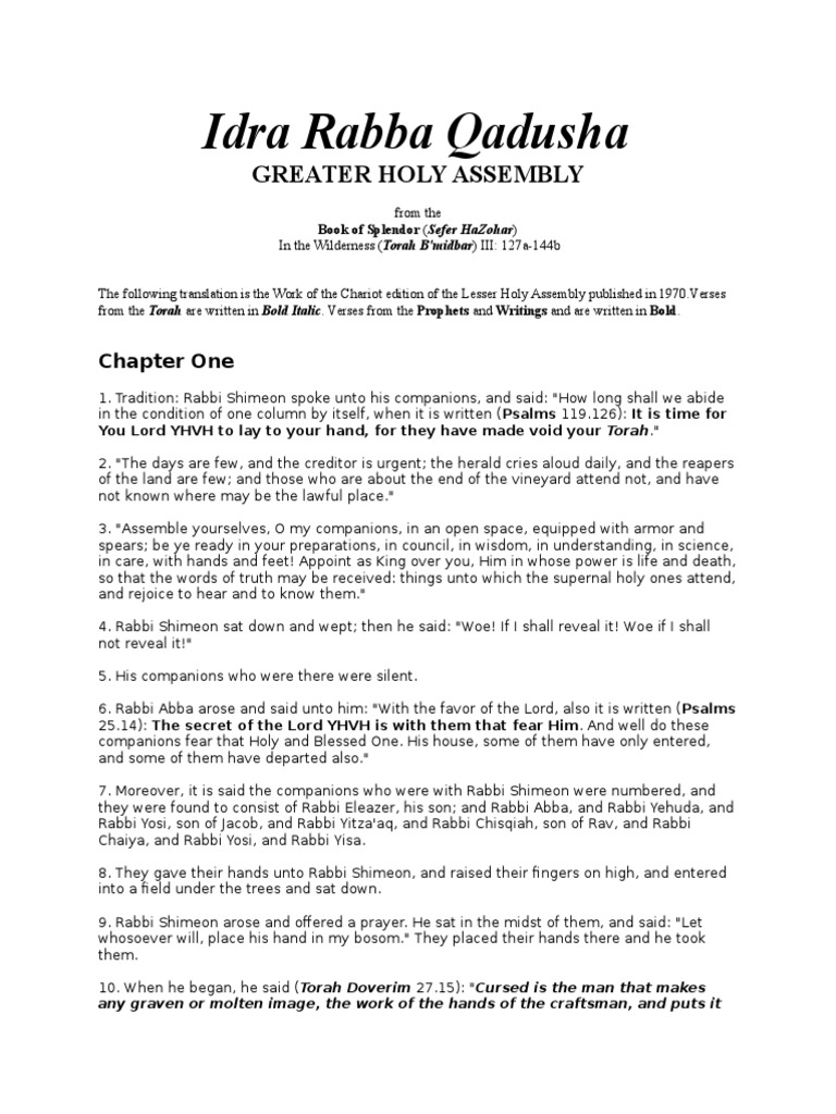 Zohar Idra Rabba, Jewish Mysticism | PDF | Zohar | Kabbalah