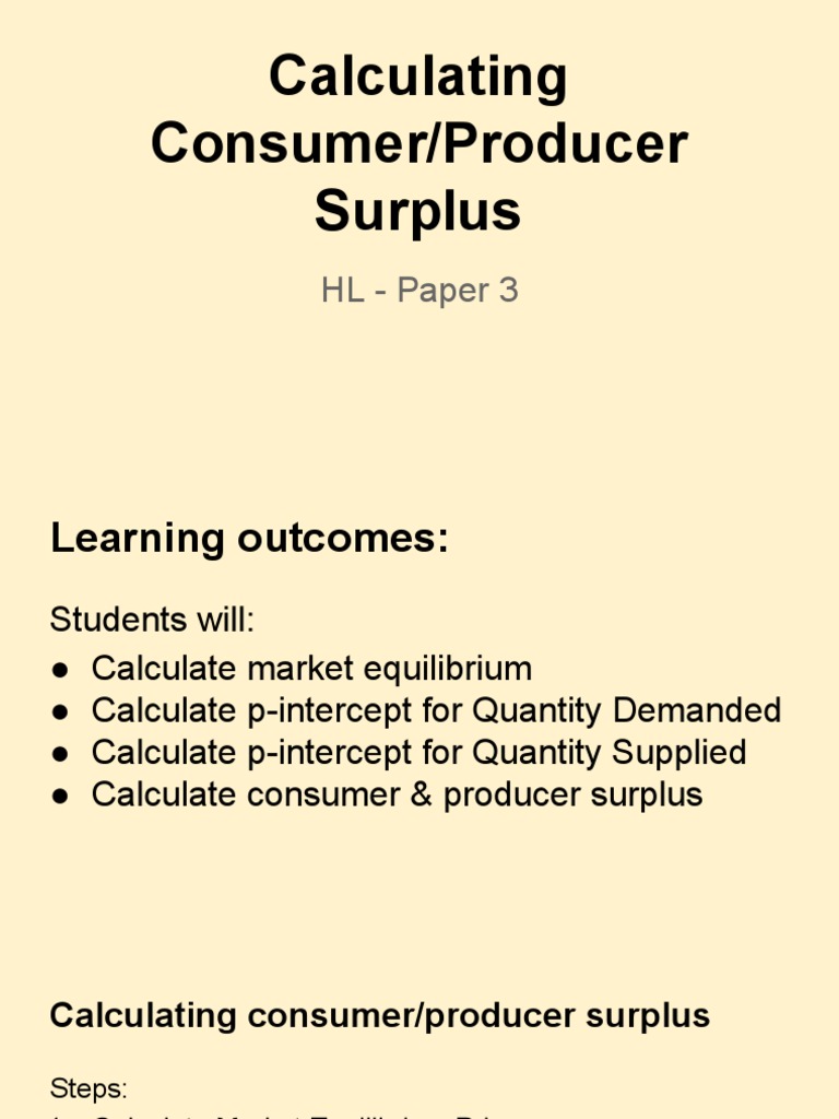 Calculate Consumer and Producer Surplus | PDF | Economic Surplus ...