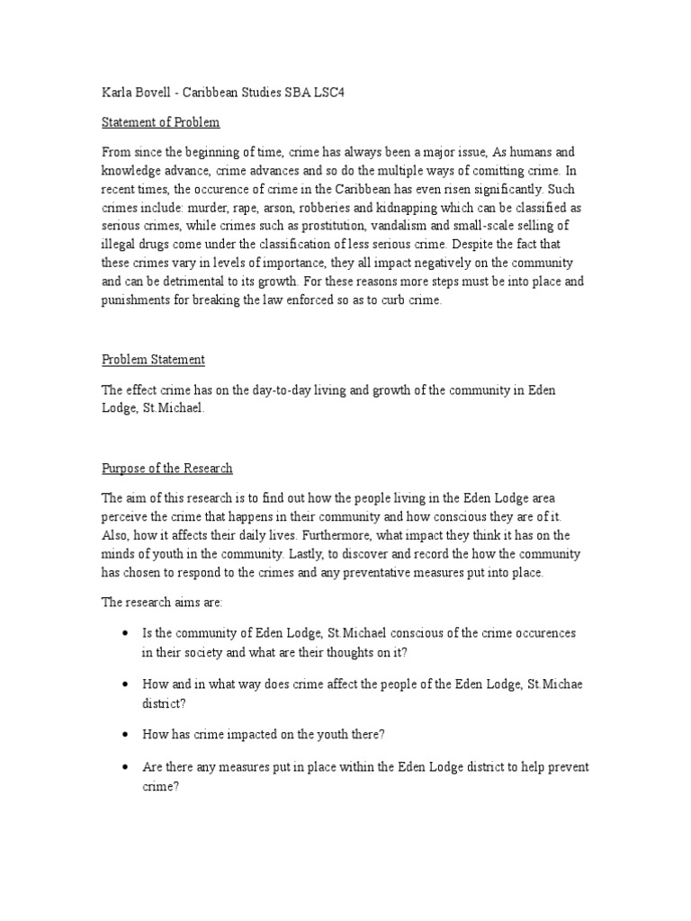 Caribbean Studies SBA | PDF | Crime & Violence | Crime Thriller