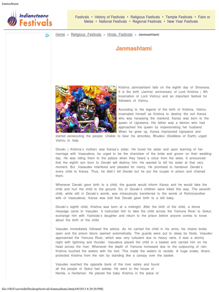 Janmashtami PDF | PDF | Krishna | Hinduism