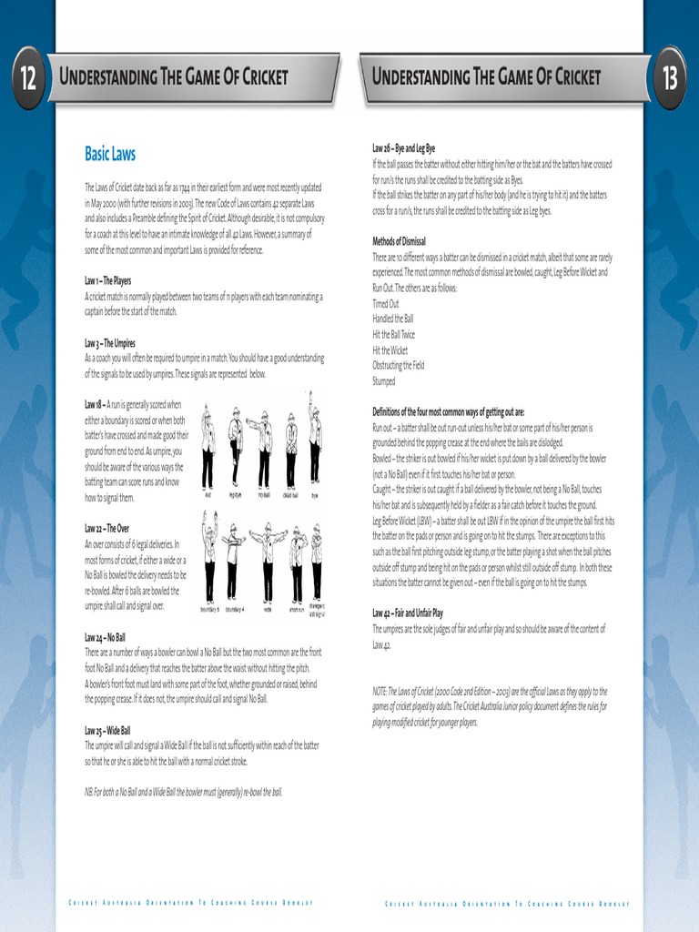 Basic Laws of Cricket | PDF | Bowling (Cricket) | Cricket