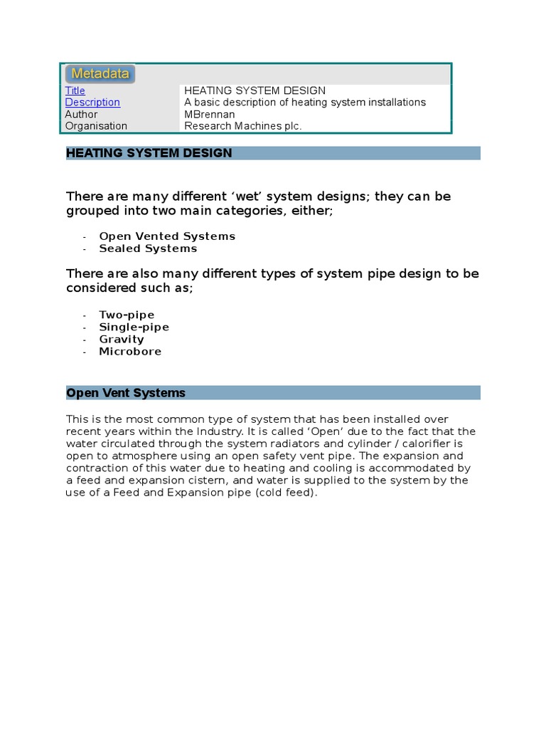 Heating System Design | PDF | Boiler | Radiator