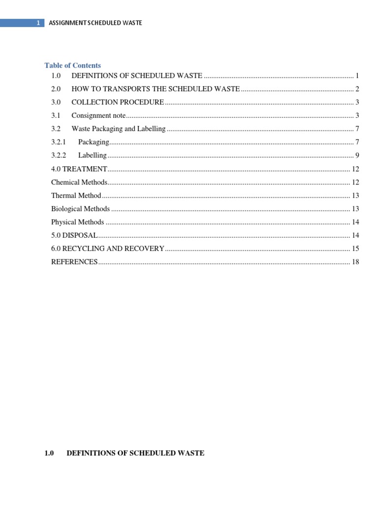 Assignmnet Schedule Waste | PDF | Incineration | Waste