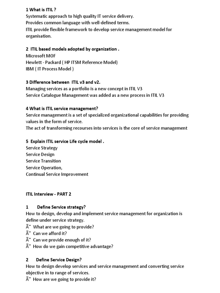 70 Top ITIL Interview Questions and Answers | PDF | Itil | Business Process