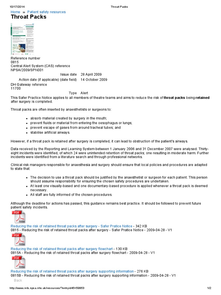 Throat Packs | PDF | Throat | Surgery