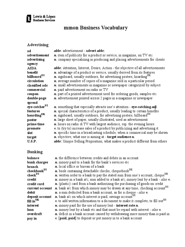 Common Business Vocab | PDF