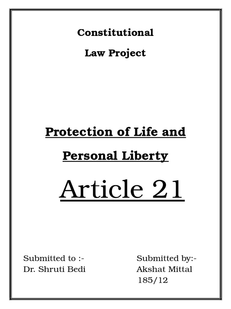 Article 21 of The Constitution | PDF | Applied Ethics | Ethical Principles