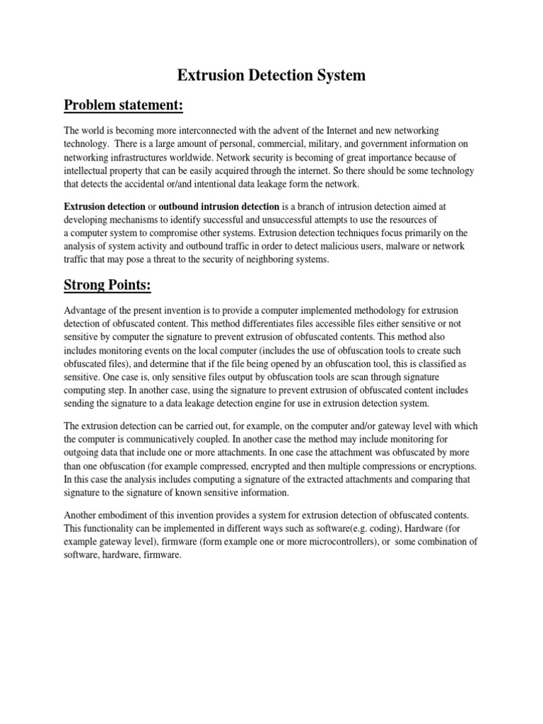 Extrusion Detection System: Problem Statement | PDF | Computer Network | Server (Computing)