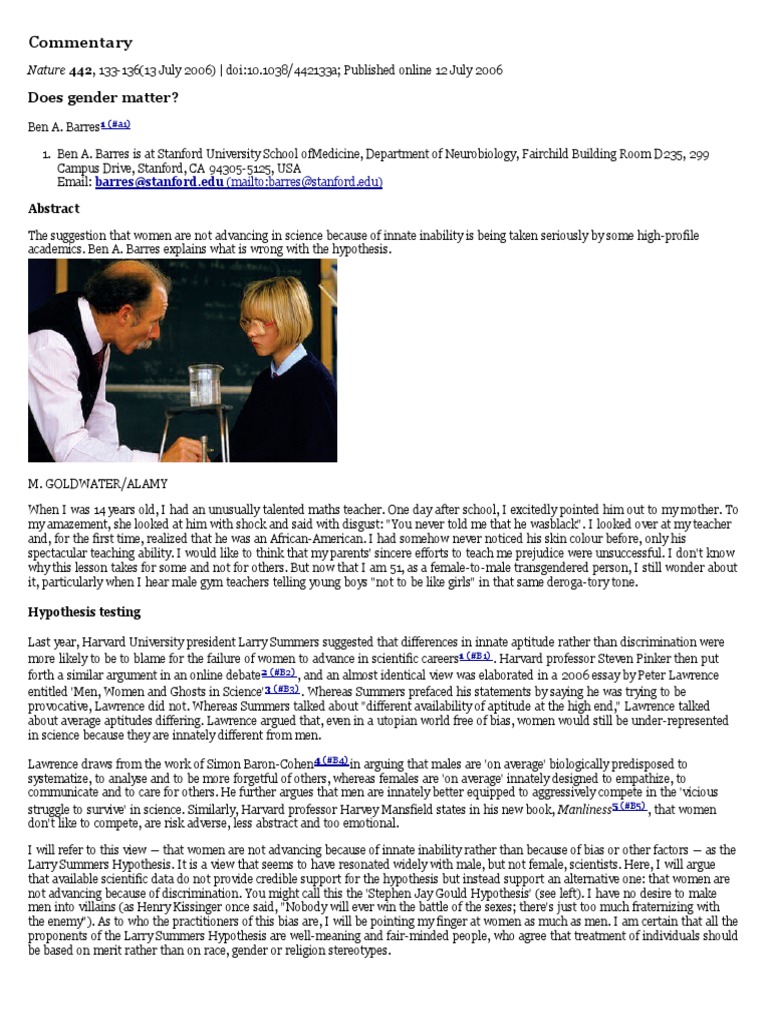 Does Gender Matter | PDF | Lawrence Summers | Science