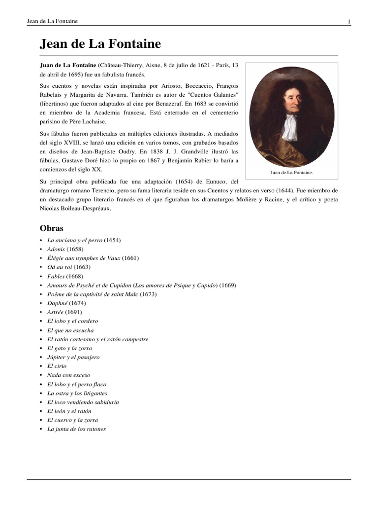Jean de La Fontaine PDF | PDF | Franceses | Personas