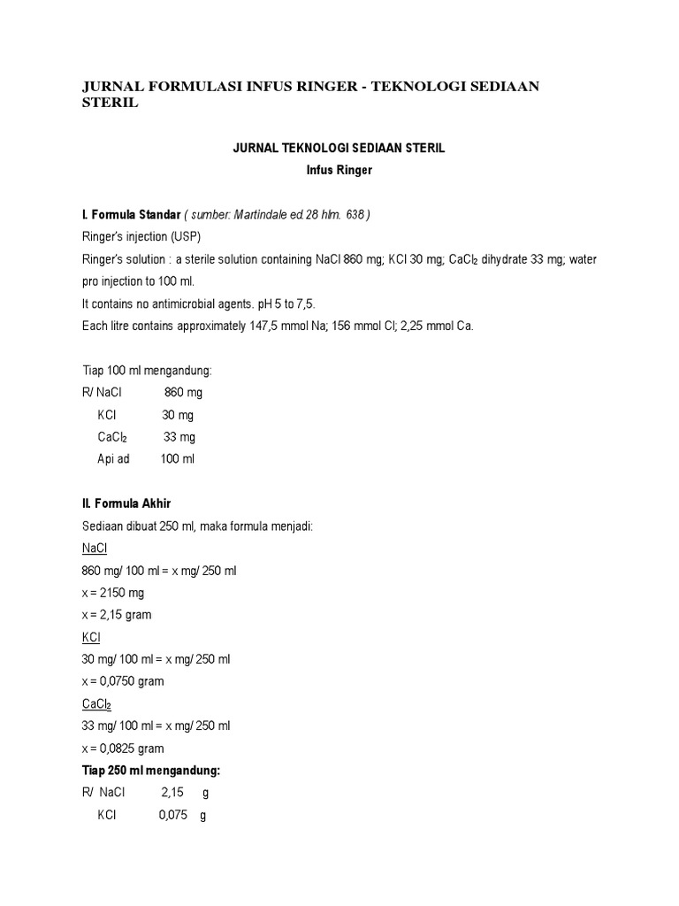 Jurnal Formulasi Infus Ringer