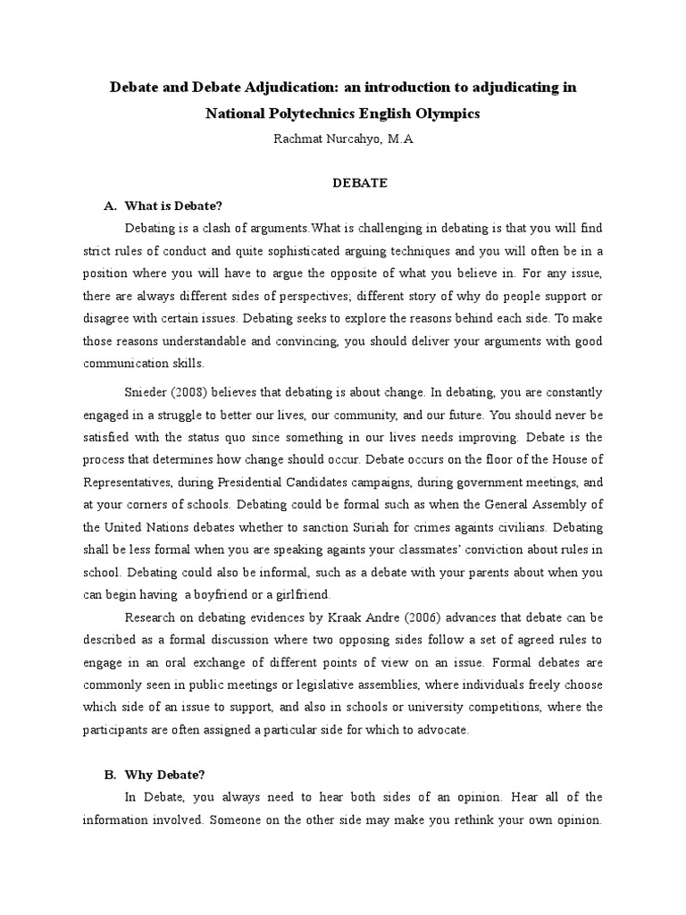 Debate and Debate Adjudication | PDF | Argument | Inductive Reasoning