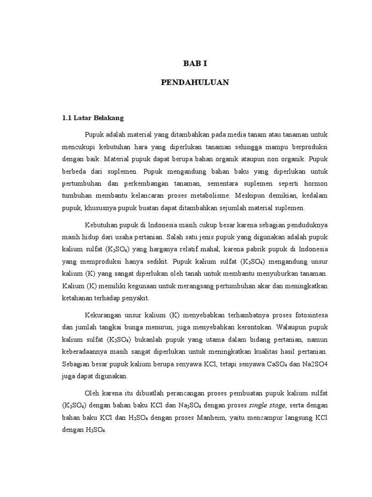 Perancangan Proses Pembuatan Kalium Sulfat | PDF | Sains & Matematika