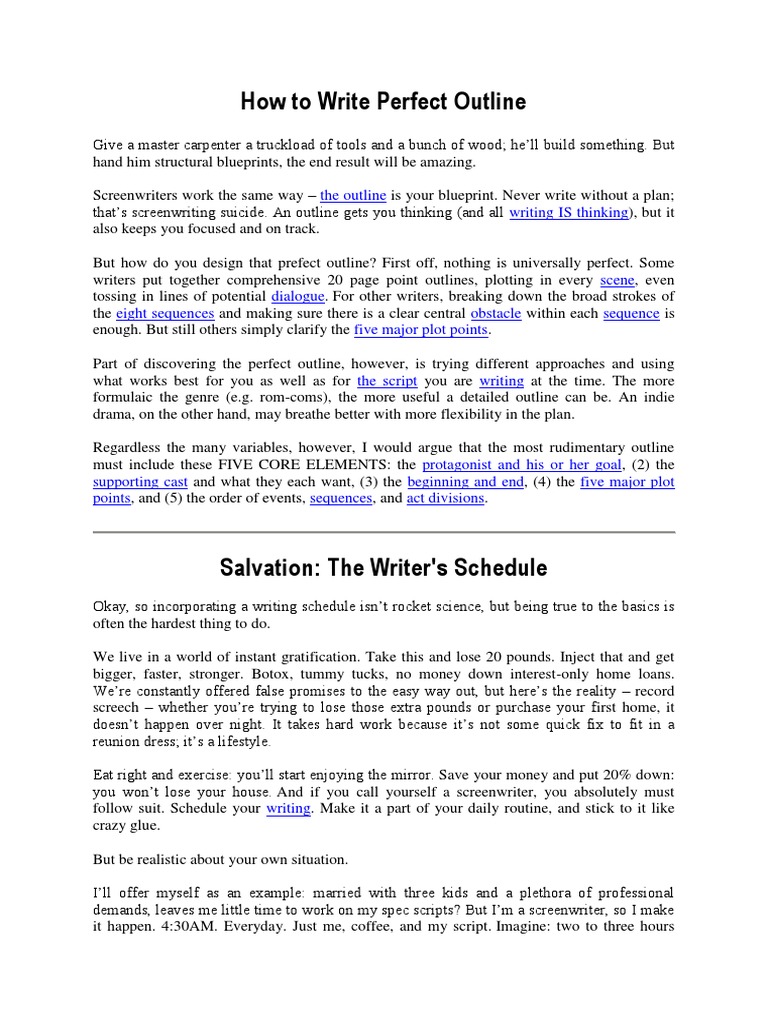 How To Write Perfect Outline | PDF | Screenwriting | Screenplay