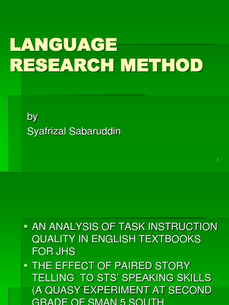 Language Research Method | PDF | Experiment | Hypothesis