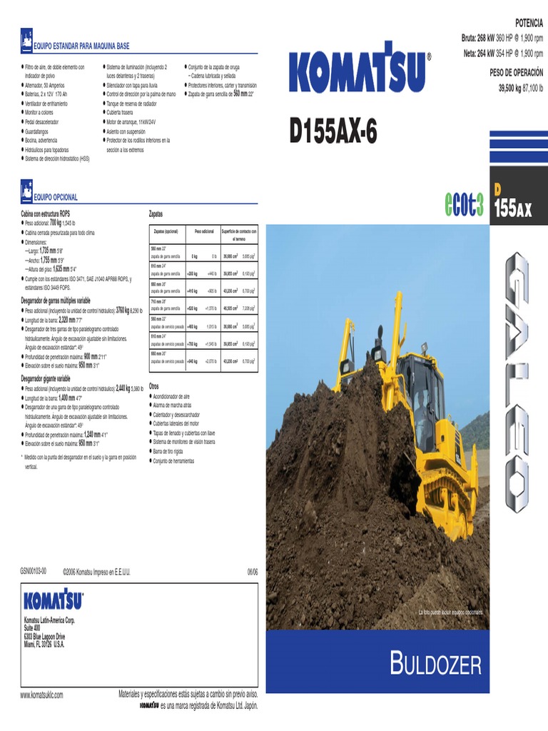 TRACTOR KOMATSU D155AX-6 JAPAN SPANISH(1).pdf | Transmisión automática ...