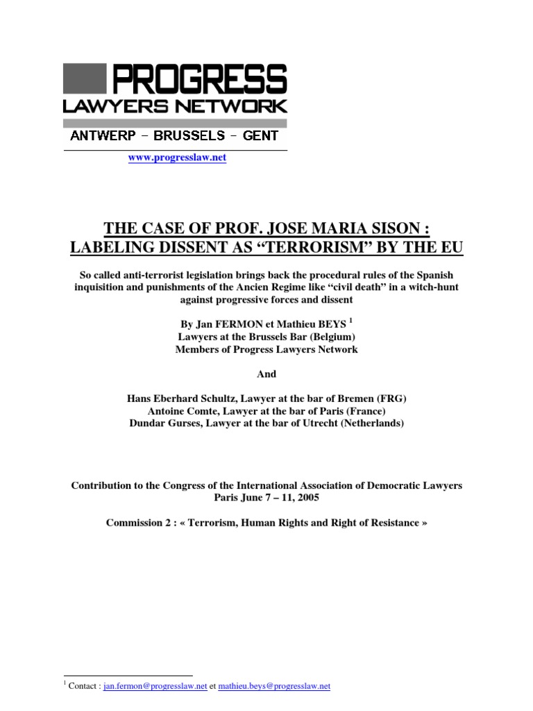 The Case of Prof. Jose Maria Sison Labeling Dissent As Terrorism by The ...