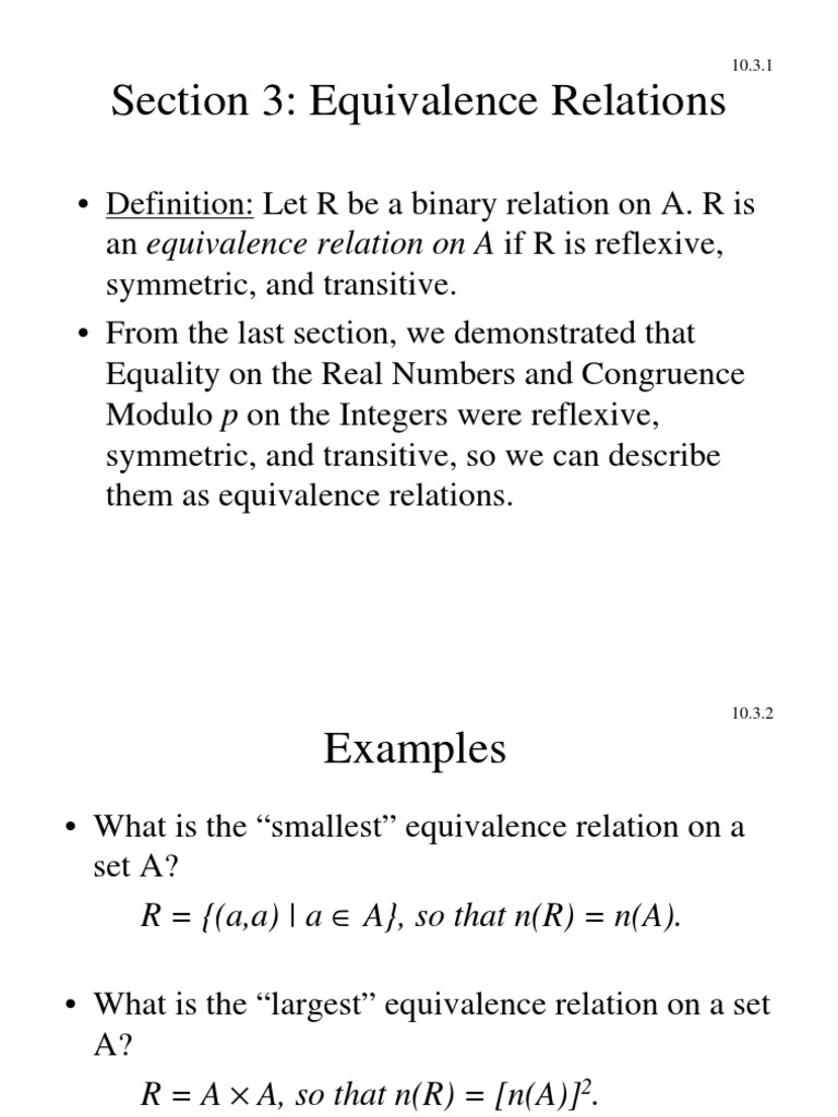 Section 3: Equivalence Relations | PDF | Discrete Mathematics ...
