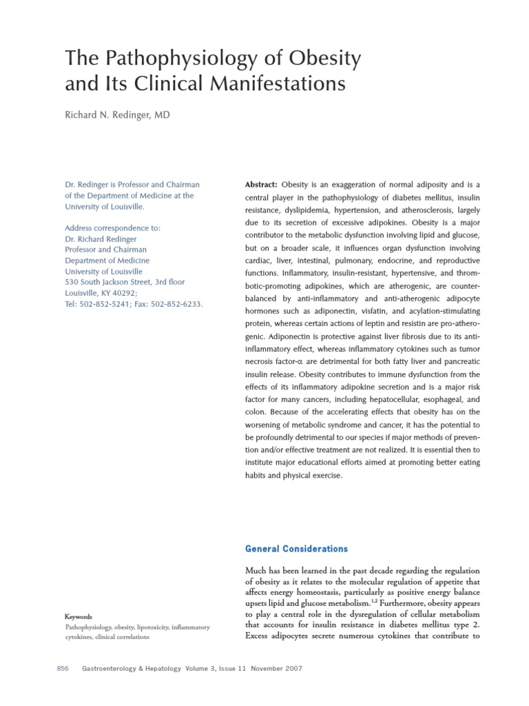 Obesity: Pathophysiology and Impact | PDF | Wellness