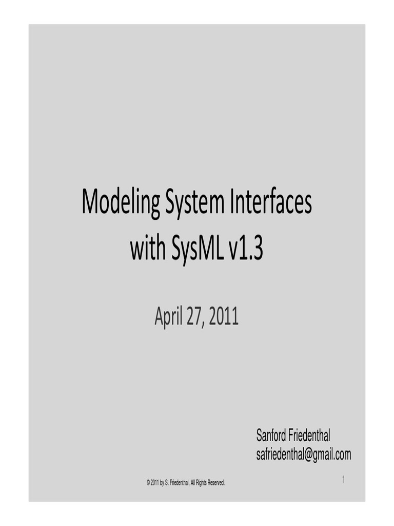 Modeling System Interfaces With Sysml V1.3 With Sysml V1.3: April 27 ...