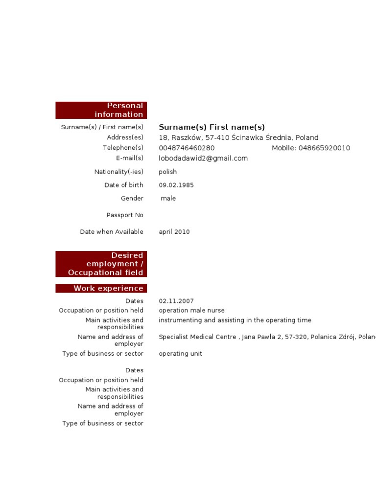 CV Standard Form 3 | PDF