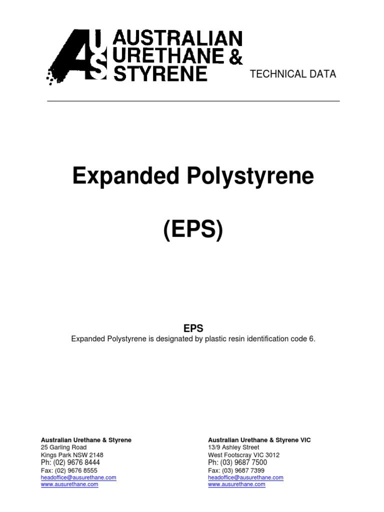 EPS Technical Data Sheet | PDF | Polystyrene | Combustion